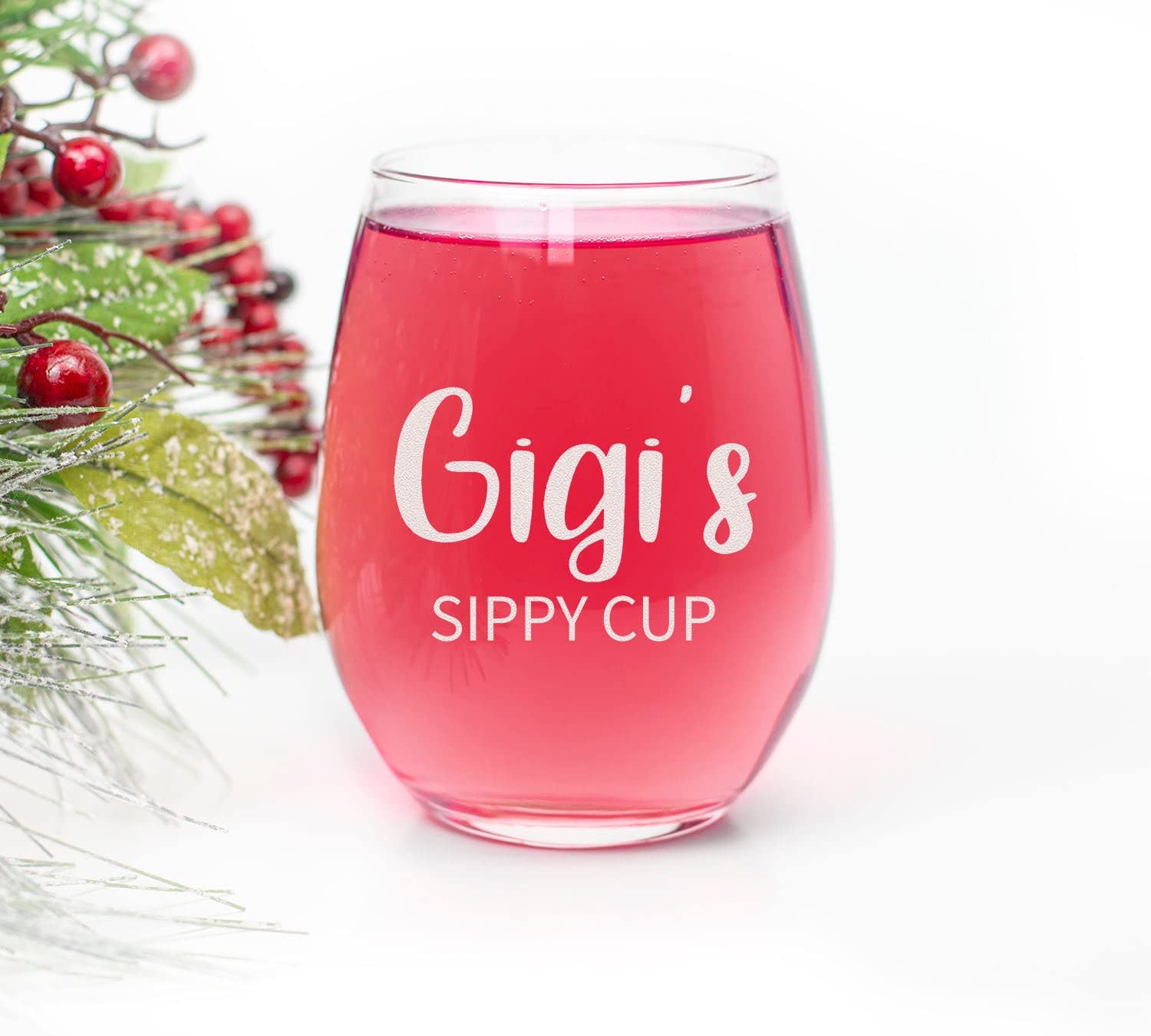 HTDesigns Gigi's Sippy Cup Stemless Wine Glass - Mother's Day Gift Gigi Wine Gift - First Time Gigi New Gigi Gift - Gigi Wine Glass