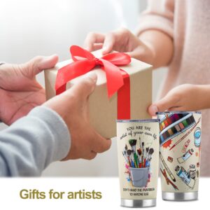 Artist Gifts for Women - Teacher Gifts for Women - Art Teacher Gifts for Her Him - Funny Birthday Gifts for Painting Lovers - Stainless Steel Coffee Cup - 20oz Tumbler with Lid Traveling Cups