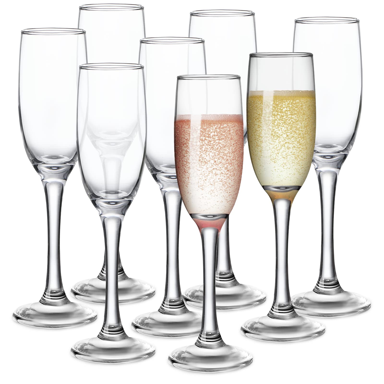 Wuoerr 16Pack Champagne Glasses, 6 Ounce Champagne Flute, Lead-free Drinkware, Clear, Lead-free Drinkware, Clear