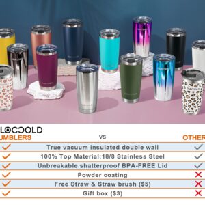 DLOCCOLD 20 oz Leopard Tumbler with Lid and Straw, 18/8 Stainless Steel Vacuum Insulated Tumbler,Insulated Travel Mug Water Cup with Leak-Proof Flip Lid,Metal Straw,Cleaning Brush & Gift Box