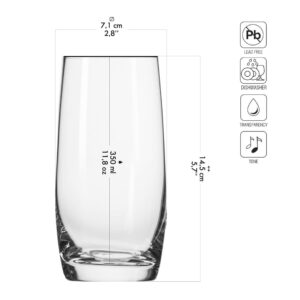 Krosno Long Drink Water Juice Drinking Highball Glasses | Set of 6 | 11.8 oz | Blended Collection | Perfect for Home Restaurants and Parties | Dishwasher Safe | Gift Idea | Made in Europe