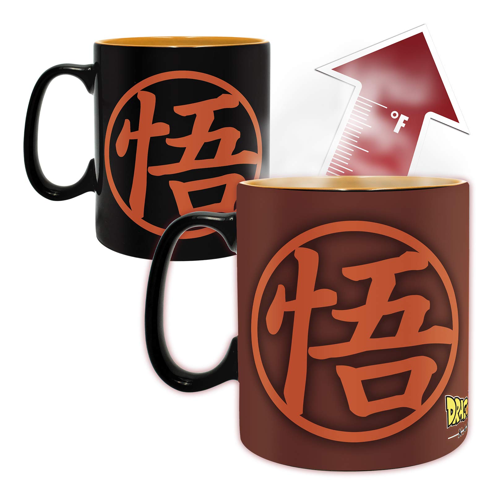 ABYSTYLE Dragon Ball Z Kakarot Goku Ceramic Heat Changing Tea Coffee Mug 16 Oz. Features Goku & His Kanji DBZ Drinkware Anime Manga Gift