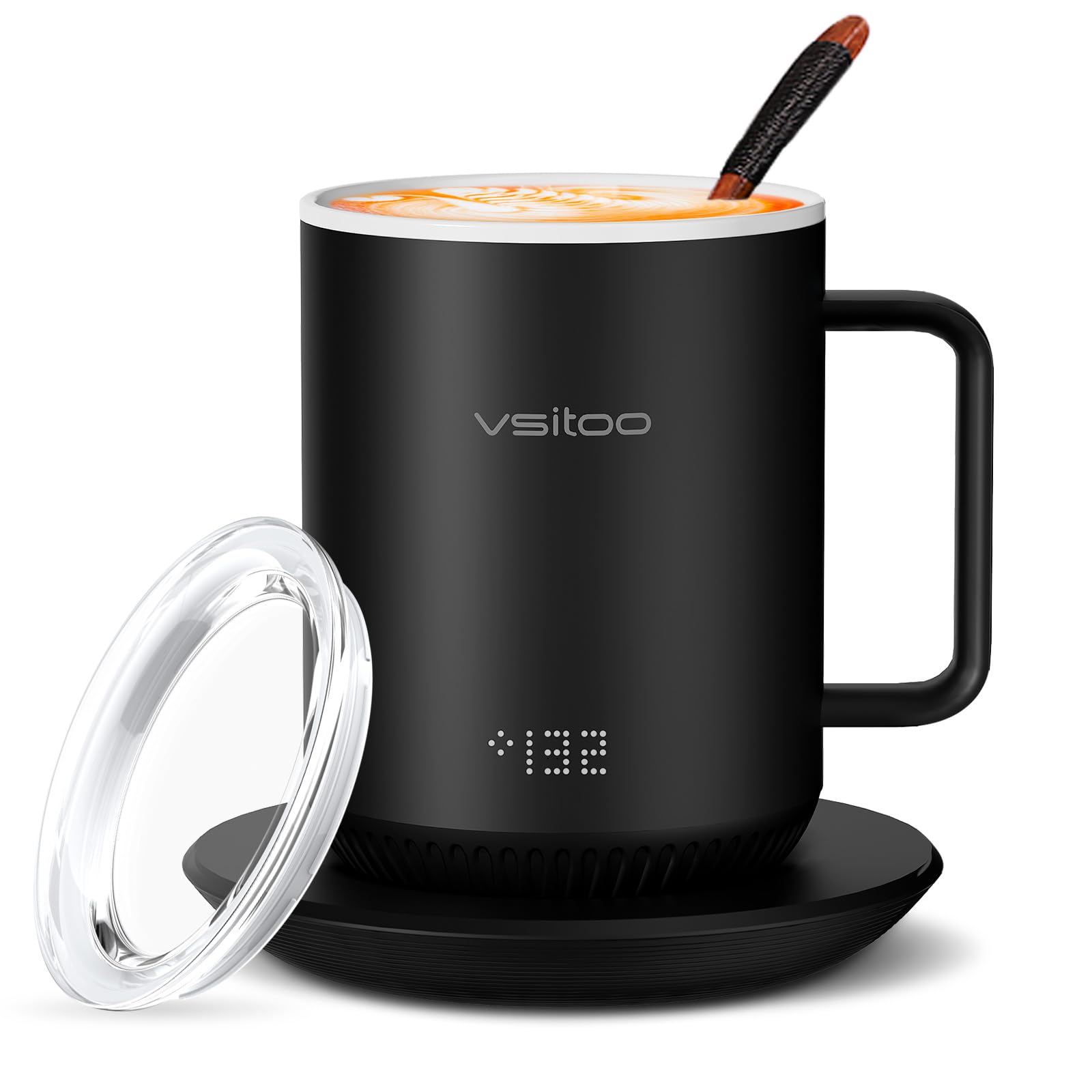 vsitoo S3 Temperature Control Smart Mug 2 with Lid, Self Heating Coffee Mug 10 oz, LED Display, 90 Min Battery Life - App&Manual Controlled Heated Coffee Mug - Improved Design - Perfect Coffee Gifts