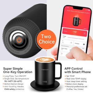 vsitoo S3 Temperature Control Smart Mug 2 with Lid, Self Heating Coffee Mug 10 oz, LED Display, 90 Min Battery Life - App&Manual Controlled Heated Coffee Mug - Improved Design - Perfect Coffee Gifts