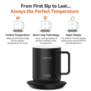 vsitoo S3 Temperature Control Smart Mug 2 with Lid, Self Heating Coffee Mug 10 oz, LED Display, 90 Min Battery Life - App&Manual Controlled Heated Coffee Mug - Improved Design - Perfect Coffee Gifts