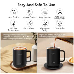 vsitoo S3 Temperature Control Smart Mug 2 with Lid, Self Heating Coffee Mug 10 oz, LED Display, 90 Min Battery Life - App&Manual Controlled Heated Coffee Mug - Improved Design - Perfect Coffee Gifts