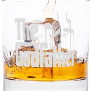 The Godfather Movie Etched Whiskey Glass - Officially Licensed, Premium Quality, Handcrafted Glassware, 11 oz Rocks Glass - Perfect Collectible Gift for Movie Enthusiasts, Birthdays & Special Events