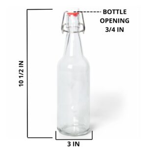 ICE N COLD | Pack of 6 Clear 16-20oz Growler with Flip Top Airtight Silicone Seal | For Beverages, Oil, Vinegar, Kombucha, Beer, Water, Soda, Kefir