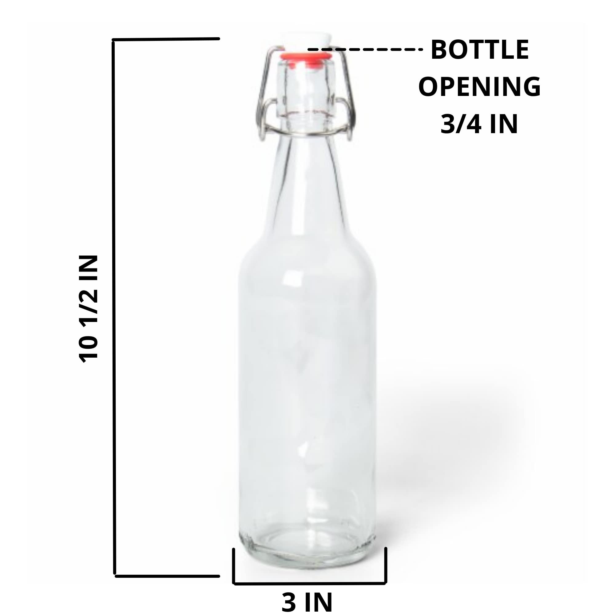 ICE N COLD | Pack of 6 Clear 16-20oz Growler with Flip Top Airtight Silicone Seal | For Beverages, Oil, Vinegar, Kombucha, Beer, Water, Soda, Kefir