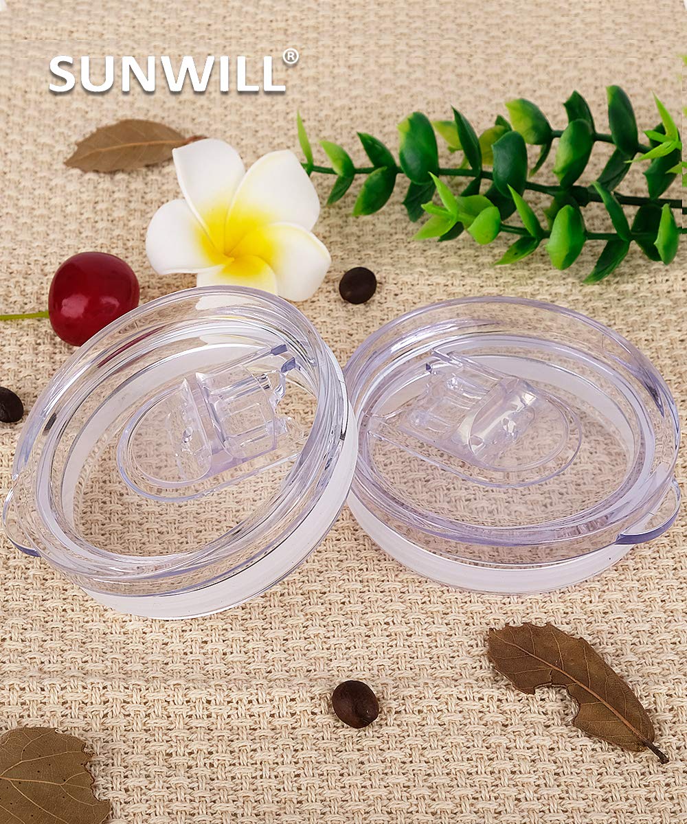 Lid for SUNWILL 12oz and 20oz Skinny Tumblers Only, Spill and Splash Resistant Sliding Covers Replacement 2 Pack, Straw Friendly, BPA Free