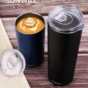 Lid for SUNWILL 12oz and 20oz Skinny Tumblers Only, Spill and Splash Resistant Sliding Covers Replacement 2 Pack, Straw Friendly, BPA Free