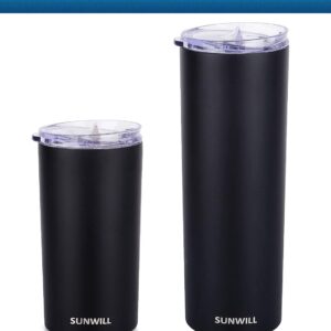 Lid for SUNWILL 12oz and 20oz Skinny Tumblers Only, Spill and Splash Resistant Sliding Covers Replacement 2 Pack, Straw Friendly, BPA Free