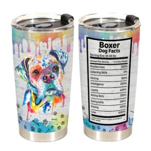 limima gifts for boxer lovers, boxer gifts for owners, birthday - anniversary - valentine gift ideas for dog lovers dog mom dog dad, boxer funny facts tumbler cup mug water bottle 20 oz