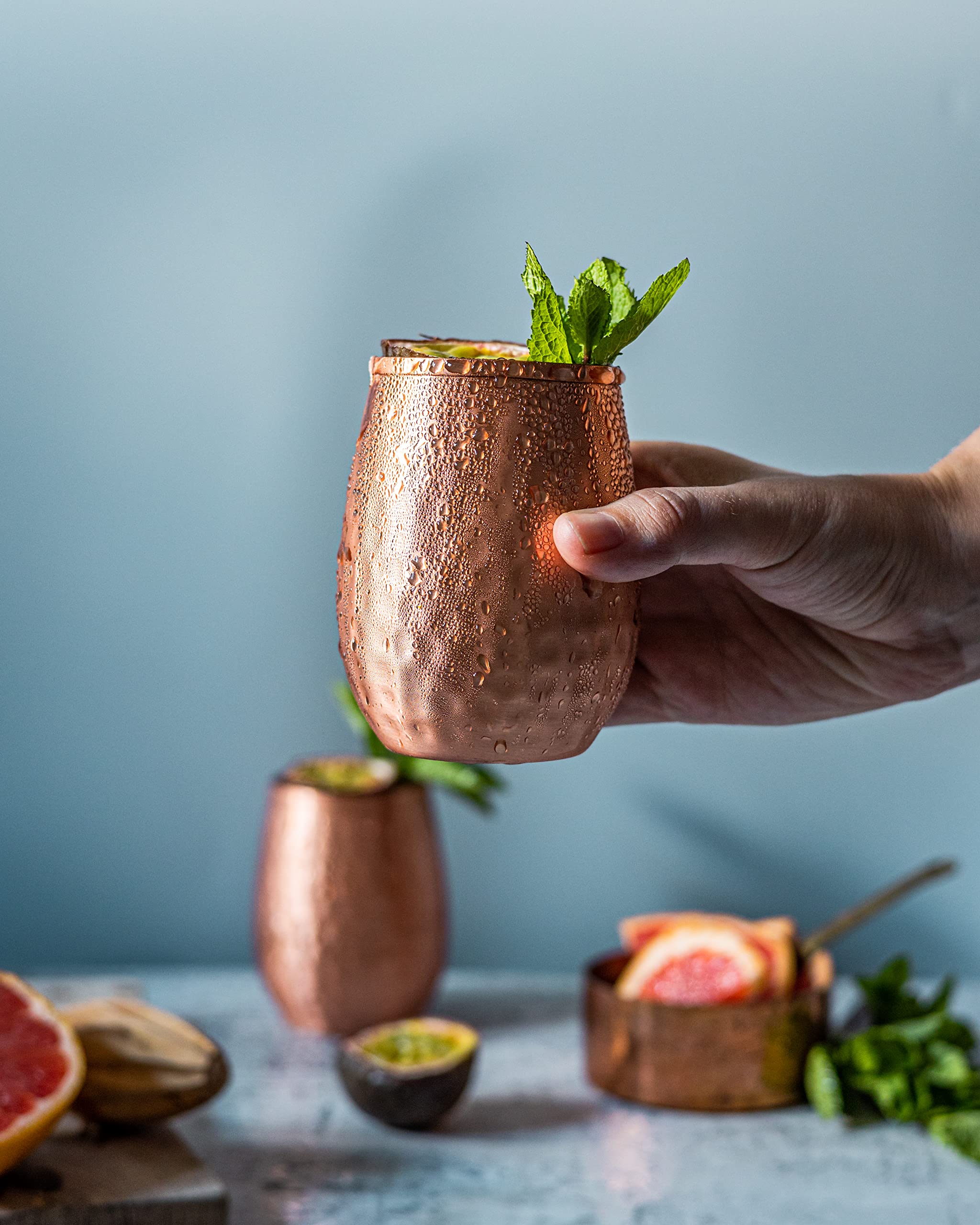 Kosdeg Copper Cups - 12 Oz set of 4 - A Unique Way To Enjoy Wine - The Perfect Pure Copper Tumbler for Water - Copper Drinking Cups Better Than Glasses or Plastic - Moscow Mule Copper Cup For Drinking