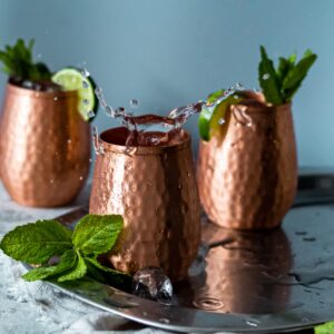 Kosdeg Copper Cups - 12 Oz set of 4 - A Unique Way To Enjoy Wine - The Perfect Pure Copper Tumbler for Water - Copper Drinking Cups Better Than Glasses or Plastic - Moscow Mule Copper Cup For Drinking