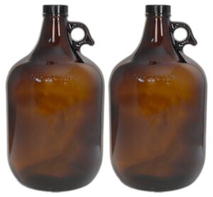 c-store packaging 1 gallon (128oz) amber glass jug with 38mm cap - pack of two, large