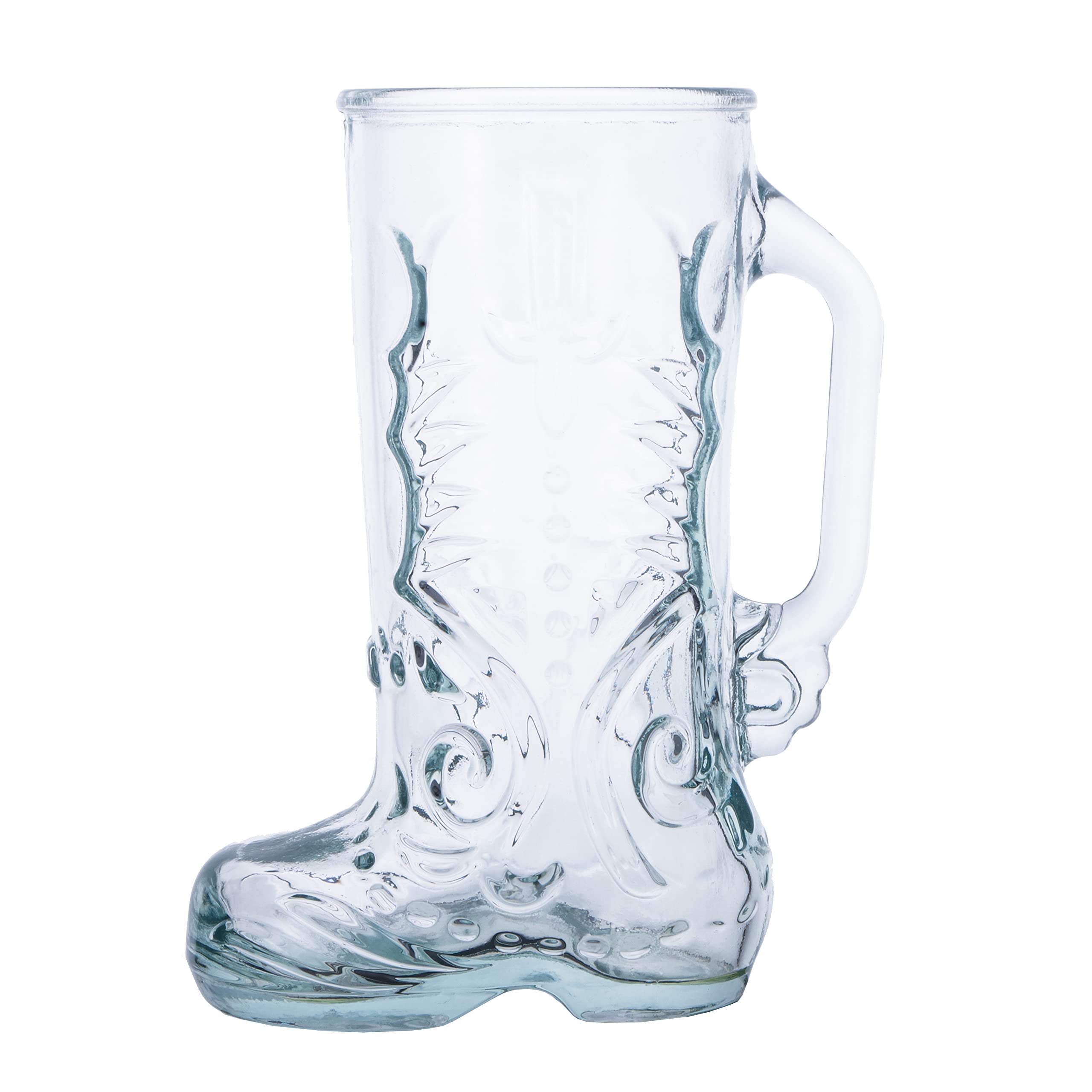 Chefcaptain Beer Boot Glasses, Das Boot Glass Zero-Lead Glass Boot Mugs With Handles And 1 Liter Capacity, Beer Glasses Pack Of 2 Cowboy Boot Cups (Clear, White)