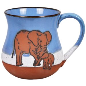 ceramic elephant mug 16 oz novelty coffee mug for men and women holiday housewarming chirstmas birthday gifts for women men mom dad kids friend handmade stoneware tea milk morning coffee cup blue