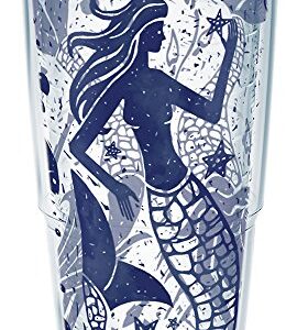 Tervis Vintage Mermaid Collage Tumbler with Wrap and Navy Lid 24oz, Clear, 1 Count (Pack of 1)