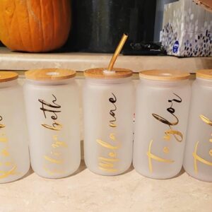 Grifil Zero Bridesmaid Gifts, Bridesmaid Proposal, Future Mrs, Customized Glass Tumbler, Frosted Glass Tumbler, Bamboo Lid Coffee Cup, Maid Of Honor Gift, Name and Title