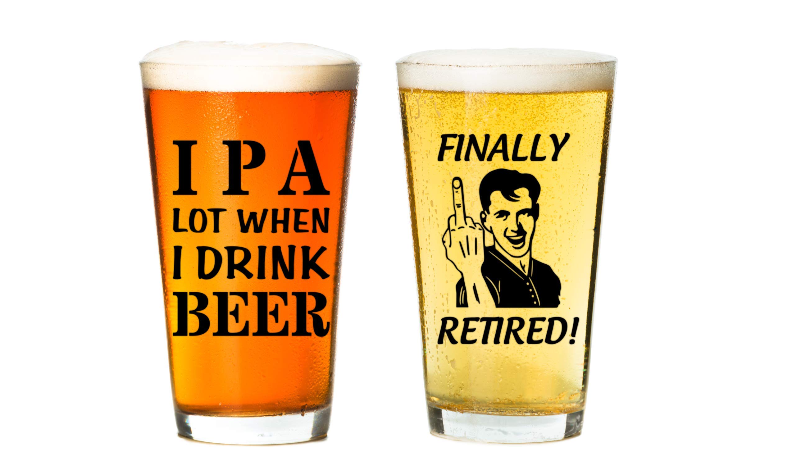 IPA A Lot When I Drink Beer Funny Gift Glasses For Pint Lover- Glass Mug Mugs Gift Sayings Funny Birthday Christmas Holiday Present For Dad Mom Grandpa Grandma Best Novelty Beer Stein Gag Gifts Lovers