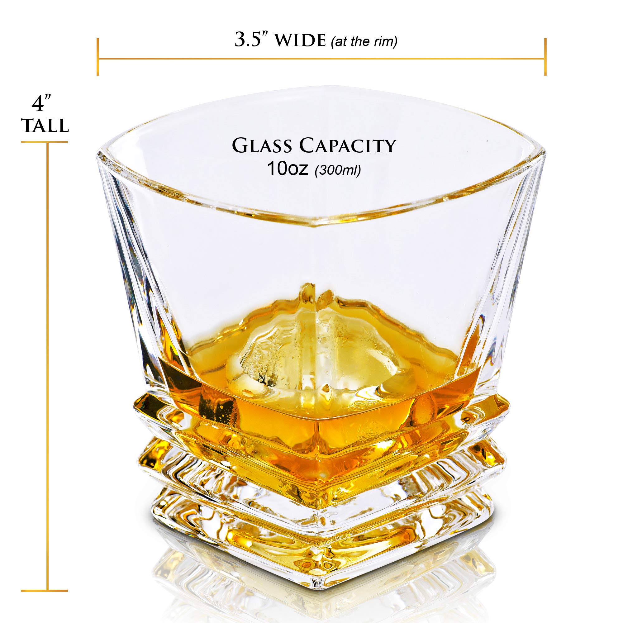 Maketh The Man Crystal Whiskey Glass Set - Premium 10oz Bourbon Glasses, Old Fashioned Whiskey Glasses & Scotch Glasses. Double Old Fashioned Glass for Whisky & Other Liquors.