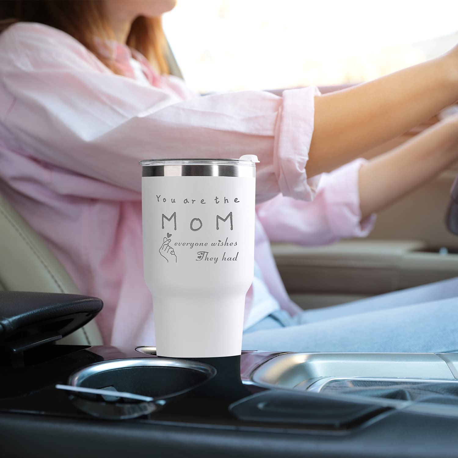 culivis 30oz Mom Coffee Tumbler From Daughter for Mom Birthday, Stainless Steel Travel Coffee Tumbler for Mom Mommy Travel Mug Tumbler 30oz Bulk Thermal Cup with Spill Proof Lid