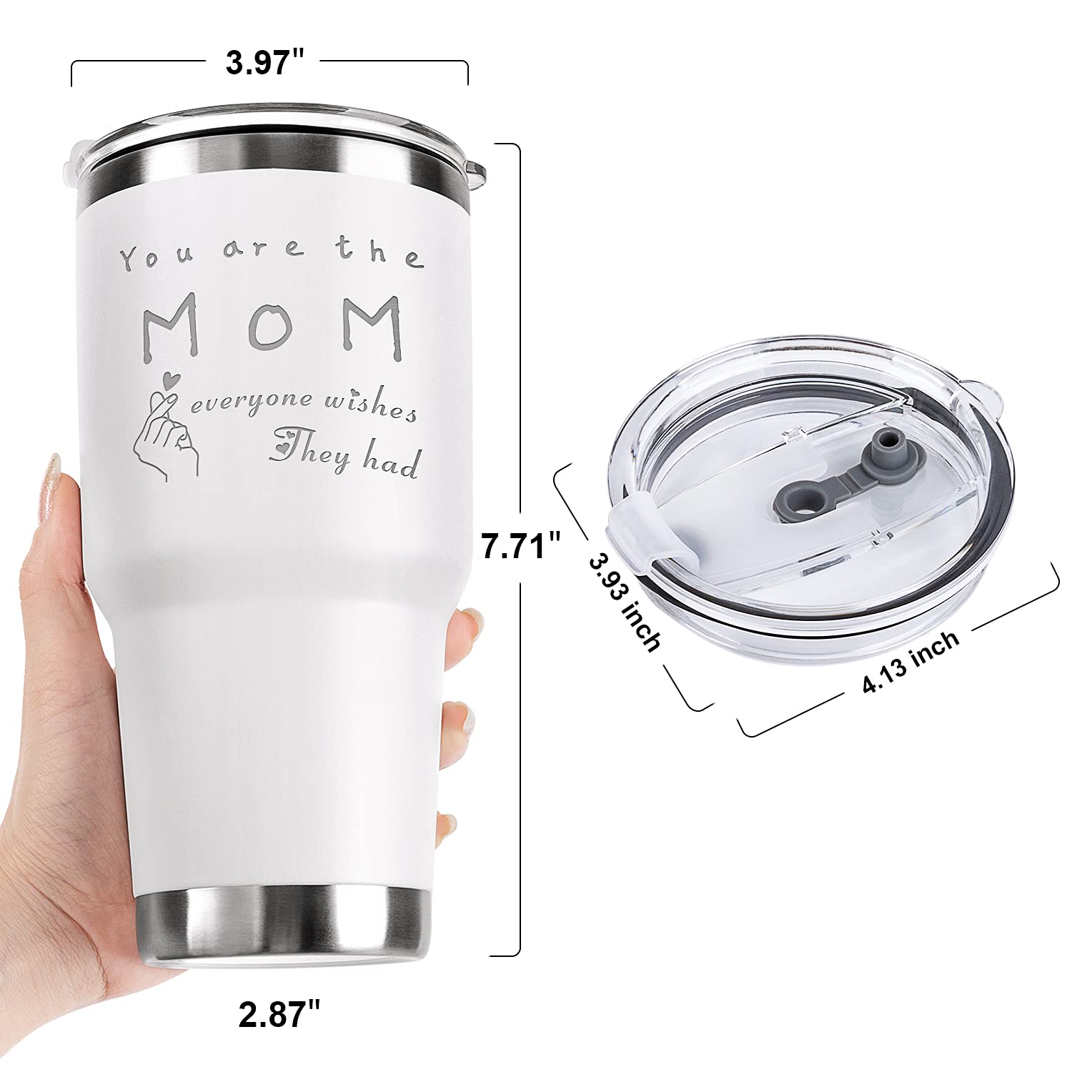 culivis 30oz Mom Coffee Tumbler From Daughter for Mom Birthday, Stainless Steel Travel Coffee Tumbler for Mom Mommy Travel Mug Tumbler 30oz Bulk Thermal Cup with Spill Proof Lid