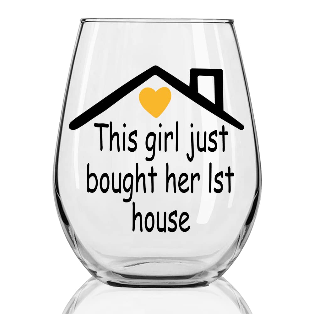 DYJYBMY This Girl Just Bought Her Lst House Wine Glass, New Homeowner Wine Glass, Homeowner Gift, Housewarming Gift, Funny New Home Owner Presents Ideas