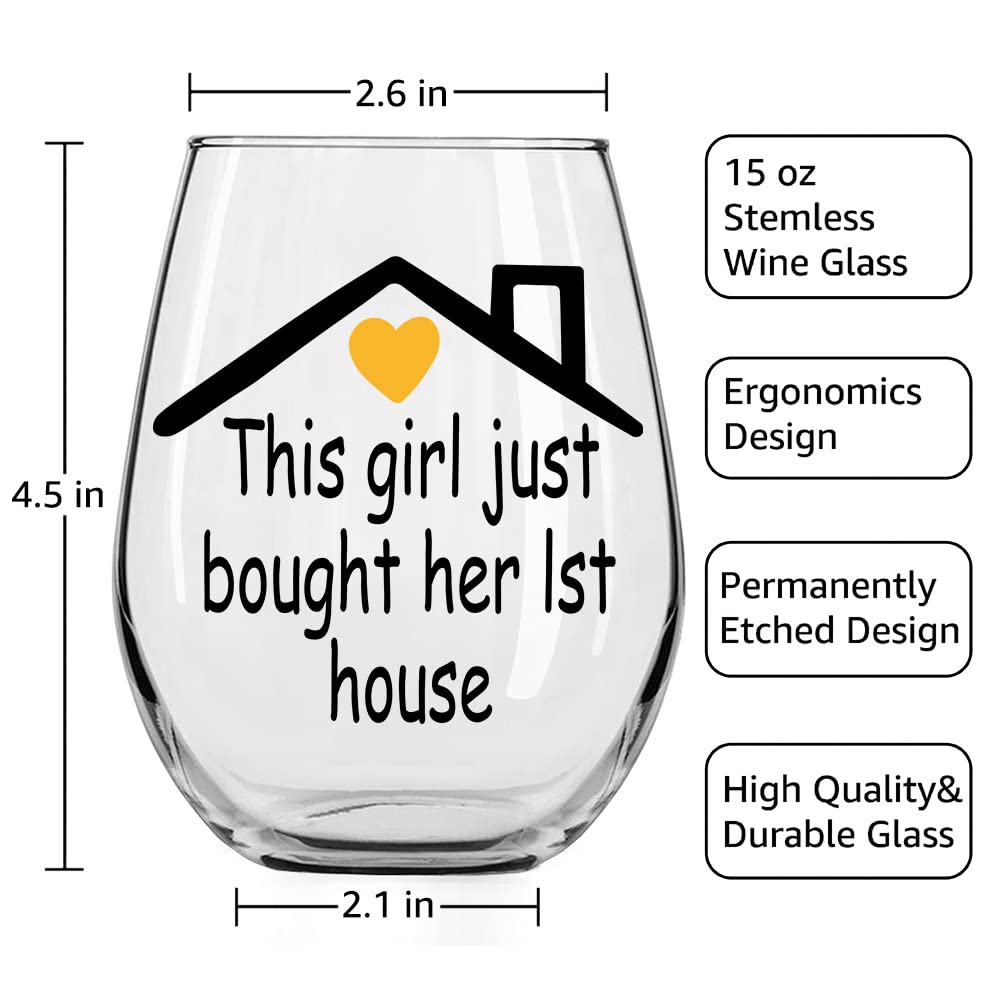 DYJYBMY This Girl Just Bought Her Lst House Wine Glass, New Homeowner Wine Glass, Homeowner Gift, Housewarming Gift, Funny New Home Owner Presents Ideas