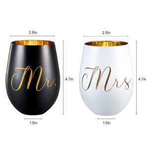 xilaxila Mr and Mrs Wine Glasses Gifts- Cool Engagement Gifts, Wedding Gifts For Couples, Bride and Groom, His and Hers- Bridal Shower Gifts For Bride To Be