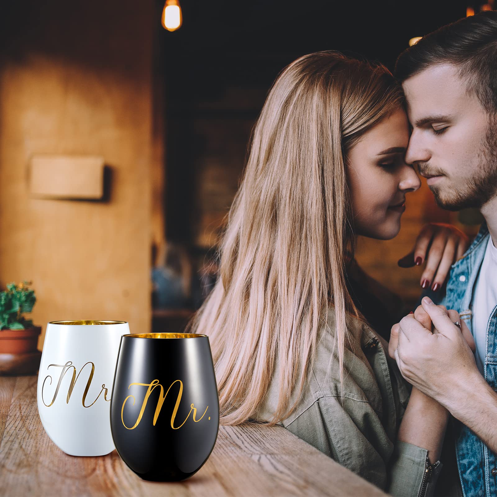 xilaxila Mr and Mrs Wine Glasses Gifts- Cool Engagement Gifts, Wedding Gifts For Couples, Bride and Groom, His and Hers- Bridal Shower Gifts For Bride To Be