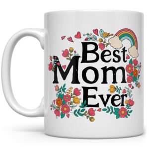 best mom ever coffee mug, mothers day cup, birthday gift from daughter son kids (11oz)