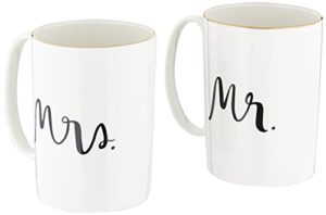 kate spade new york bridal party mrs. 2pc mug set, 1.55 lb, white