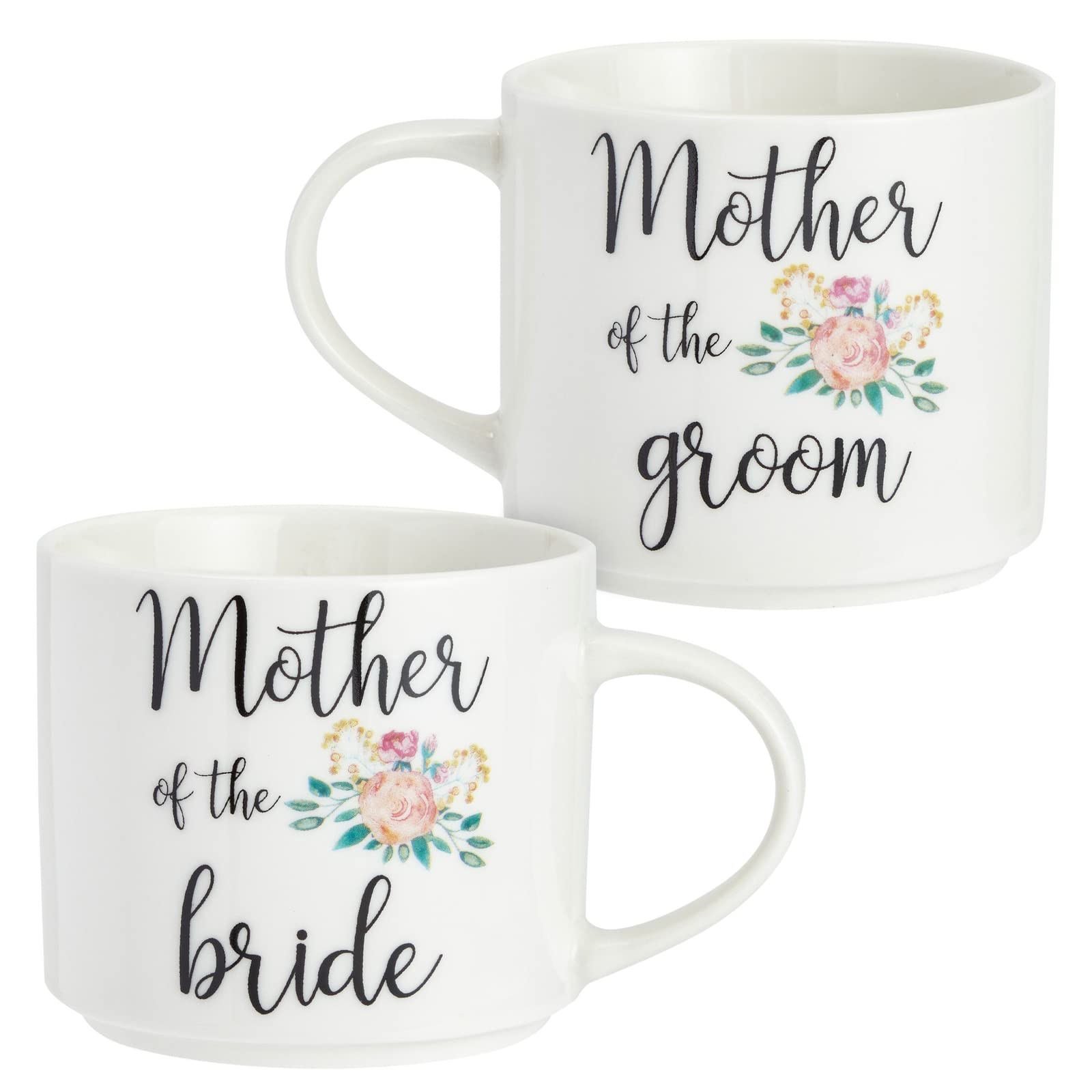 BLUE PANDA Coffee Mug Set of 2 for Future Mother in Law Gifts, Bride and Groom Wedding Supplies (White, 15 oz)