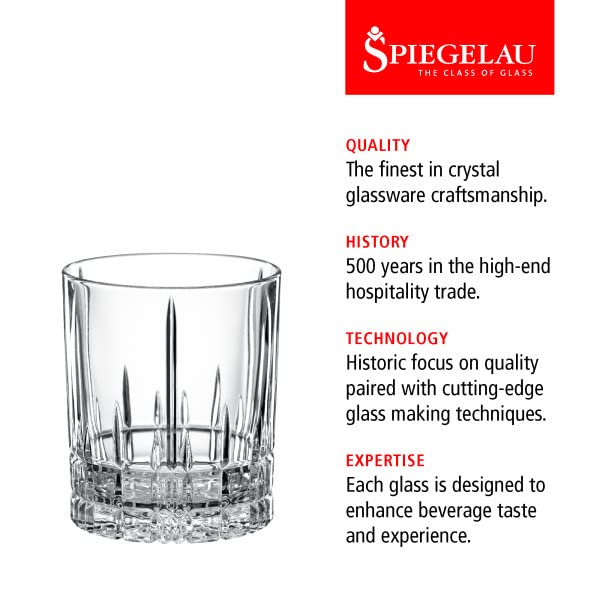 Spiegelau Perfect Serve Double Old Fashioned Glasses Set of 4 - Lowball Cocktail Glasses European-Made Crystal, Dishwasher Safe, Professional Quality Cocktail Glass Gift Set - 13 oz