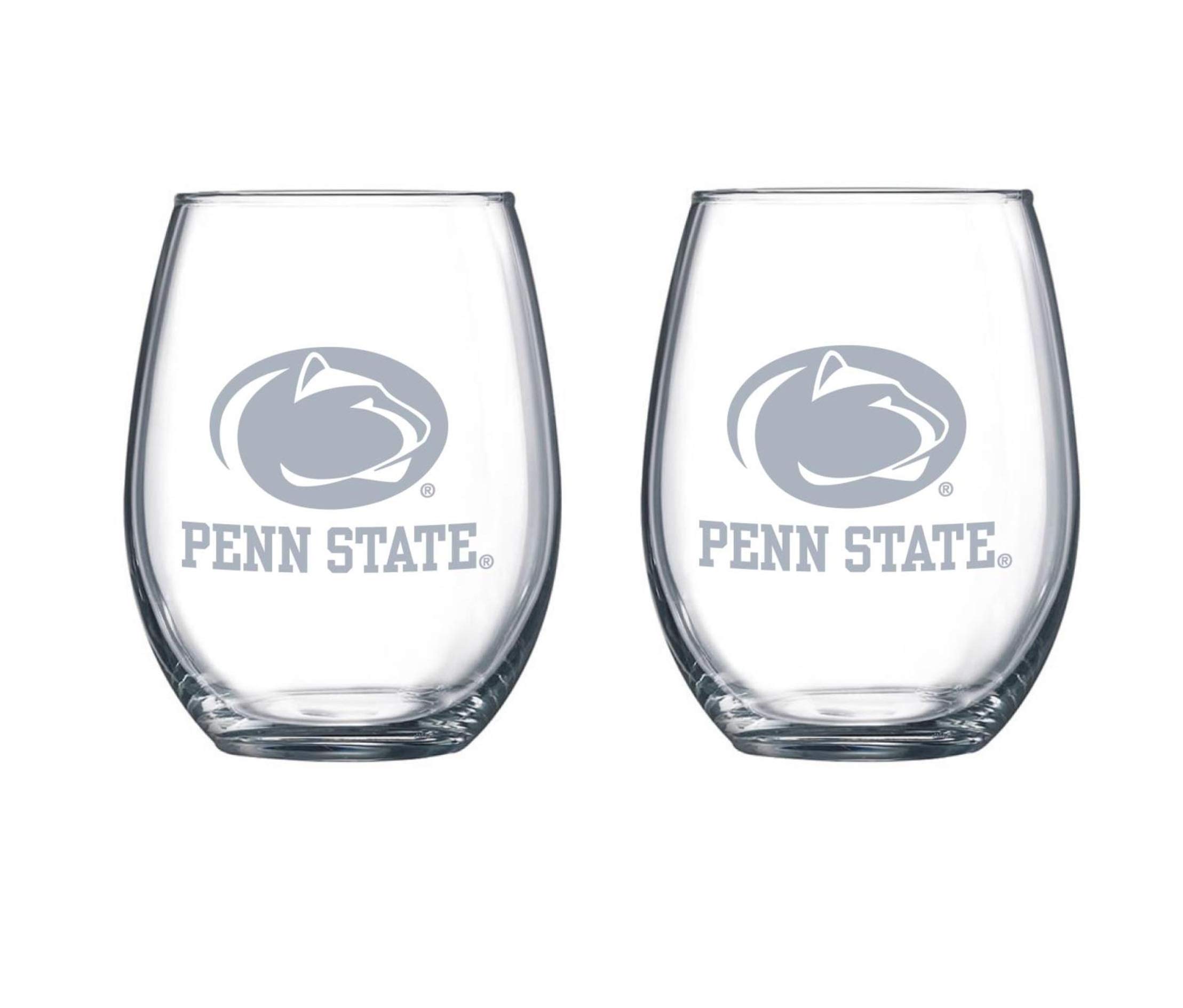 RFSJ Penn State Nittany Lions Etched Satin Frost Logo Wine or Beverage Glass Set of 2