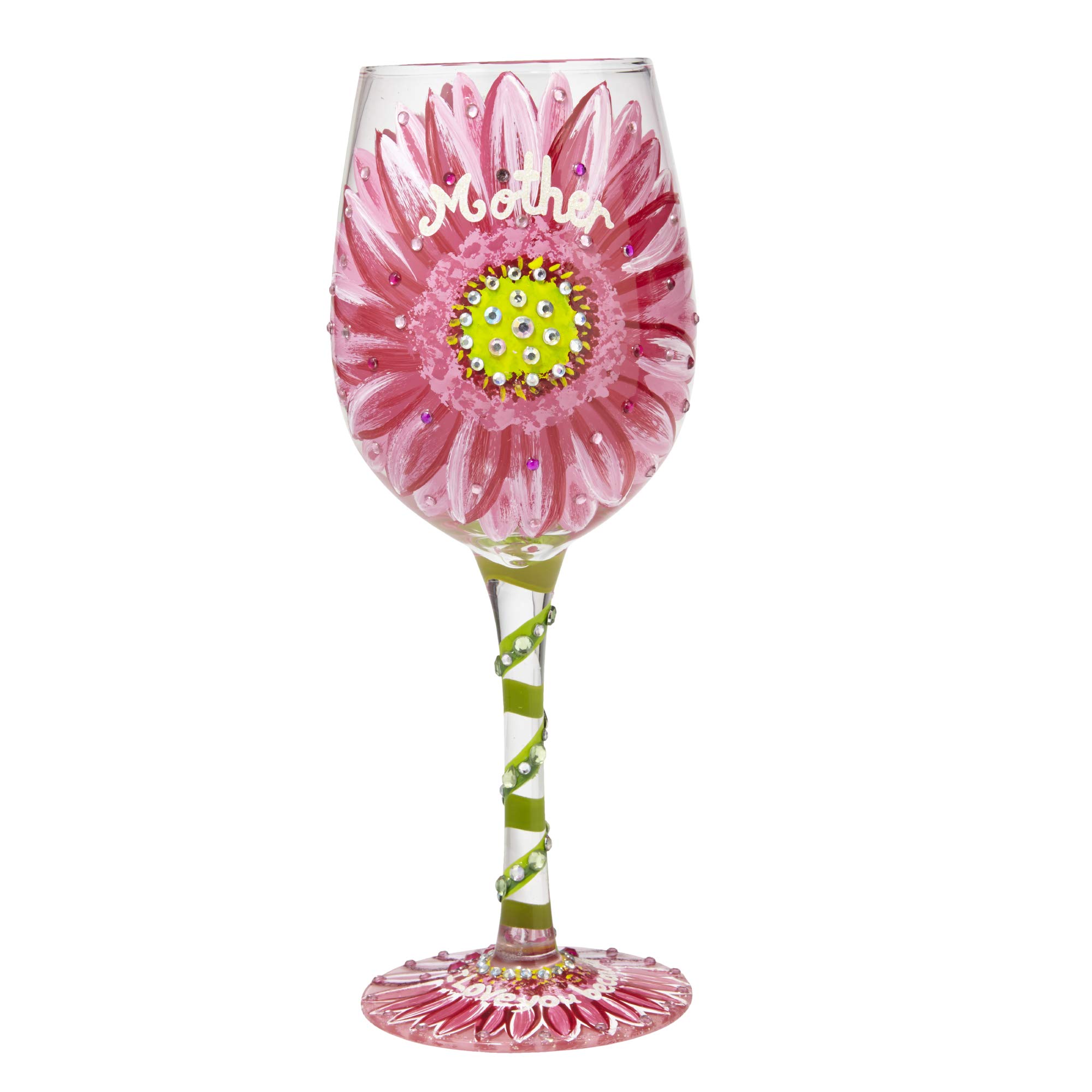 Designs by Lolita “Mom’s Love in Bloom” Hand-painted Artisan Wine Glass, 15 oz.