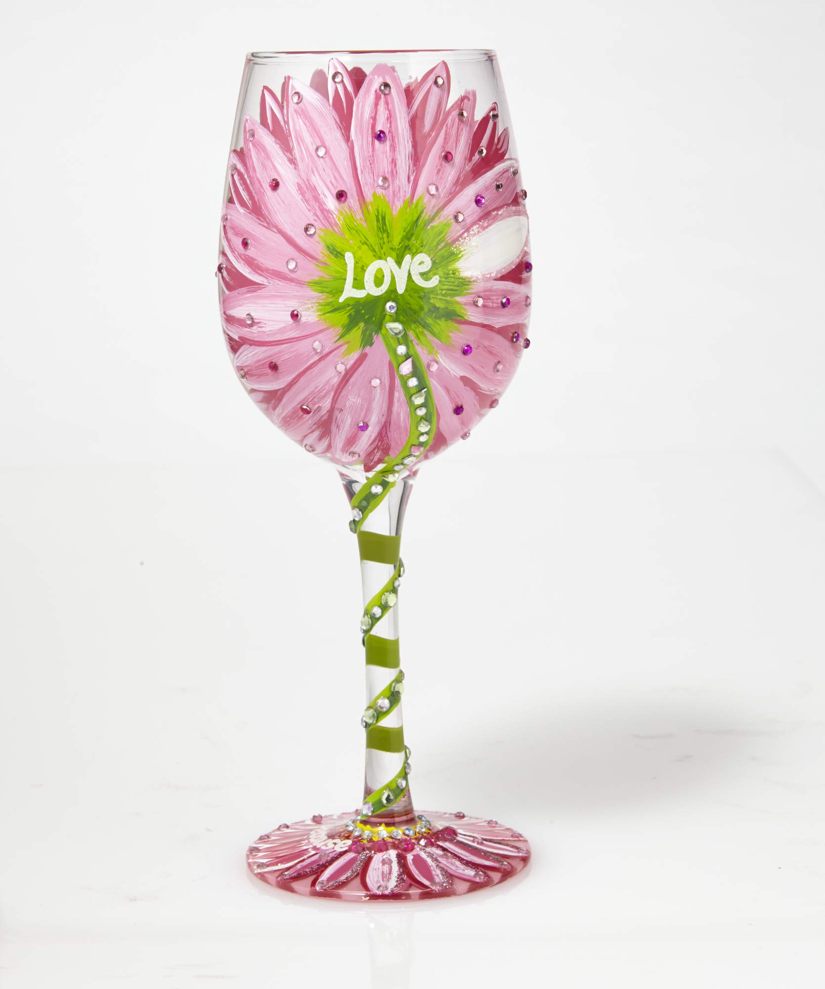 Designs by Lolita “Mom’s Love in Bloom” Hand-painted Artisan Wine Glass, 15 oz.