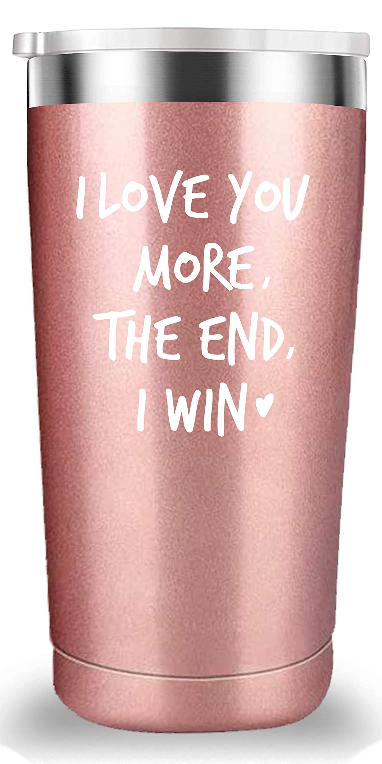 Mamihlap I Love You More The End I Win Travel Mug Tumbler.Funny Valentine's Day Anniversary Birthday Christmas Day Gifts for Men Women Wife Husband Boyfriend Girlfriend(20 oz Rose Gold)