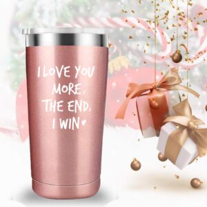 Mamihlap I Love You More The End I Win Travel Mug Tumbler.Funny Valentine's Day Anniversary Birthday Christmas Day Gifts for Men Women Wife Husband Boyfriend Girlfriend(20 oz Rose Gold)