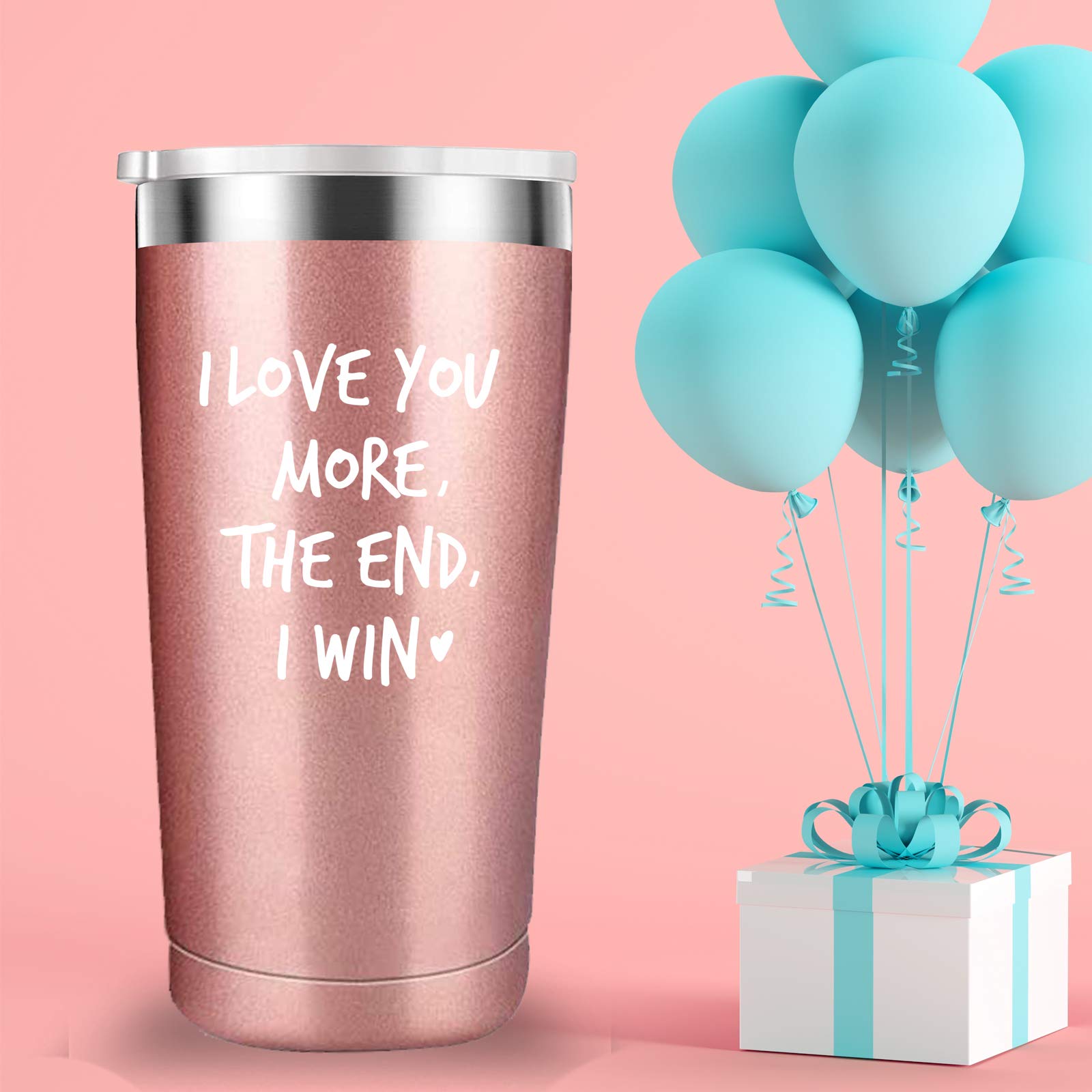 Mamihlap I Love You More The End I Win Travel Mug Tumbler.Funny Valentine's Day Anniversary Birthday Christmas Day Gifts for Men Women Wife Husband Boyfriend Girlfriend(20 oz Rose Gold)