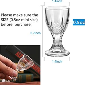 Ruckae Shot Glasses, 0.5oz Mini Wine Shot Glasses 12 Set, Unique Long Stem Wine Glasses/Mini Goblet Liquor Glasses/Port Glasses