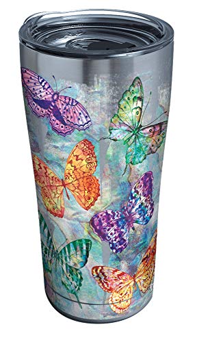 Tervis Butterfly Glow Triple Walled Insulated Tumbler Travel Cup Keeps Drinks Cold & Hot, 20oz Legacy, Stainless Steel