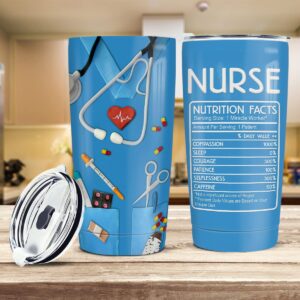 wowcugi Nurse Gifts Nutrition Facts Tumbler Stainless Steel Double Vacuum Insulated Travel Coffee Cup 16oz Christmas Graduation RN CNA LNP Nurse Appreciation Gift Women Men