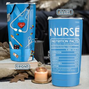 wowcugi Nurse Gifts Nutrition Facts Tumbler Stainless Steel Double Vacuum Insulated Travel Coffee Cup 16oz Christmas Graduation RN CNA LNP Nurse Appreciation Gift Women Men