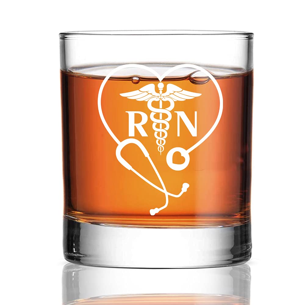 Perfectinsoy RN Whiskey Glass, Registered Nurse Whiskey Glass, Funny Gifts for Nursing Students, for Women, Men, Coworker Gift, Doctor gifts, Dr. Gifts, Medical, Medical Grad, Dr. Nurse, Nurse gift