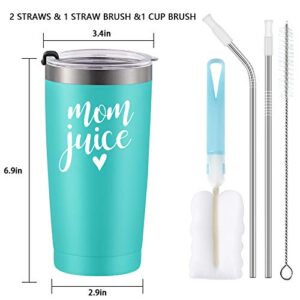 GINGPROUS Mom Gifts, Mom Juice Travel Tumbler with Lids, Birthday Christmas Gifts for Mom New Mom Mothers to be Wife Women Mother's Day, 20 Oz Double Vacuum Insulated Stainless Steel Tumbler, Mint