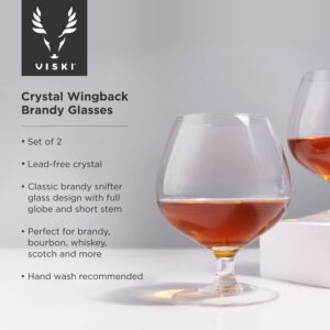 Viski Wingback Brandy Glass glassware set, Stemmed Wine glasses, Cocktail Glass Gift, Perfect for Bourbon, Rye, Scotch, and Mezcal, Set of 2, 17oz