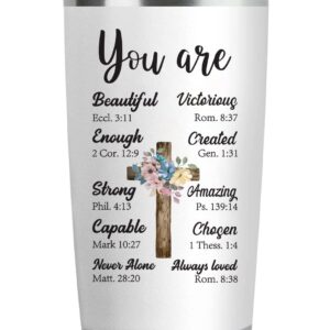 Agantree art Christian Gifts for Women Religious Gifts Spiritual Gifts for Women Inspirational Gifts for Her, Mom, Friends, Coworker Birthday Gifts for Women Tumbler (01 you are beautiful)